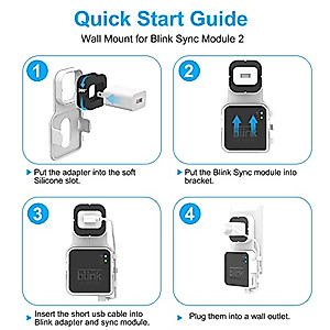 DLNLIY Outlet Wall Mount for Blink Sync Module 2 with Short Cable - Easy Installation No-Drilling Mounting Bracket for Blink Outdoor and Blink Indoor Home Security Cameras