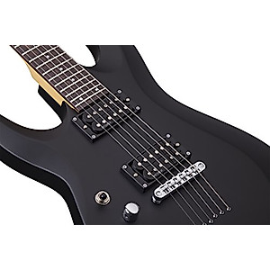 Schecter 433 C-6 Deluxe Left Handed Solid-Body Electric Guitar, Satin Black