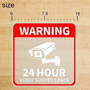 Video Surveillance Sticker Vinyl 6 x 6 Inch 24 Hour CCTV Camera Warning Security Decal for Window Door Business 5 Pack