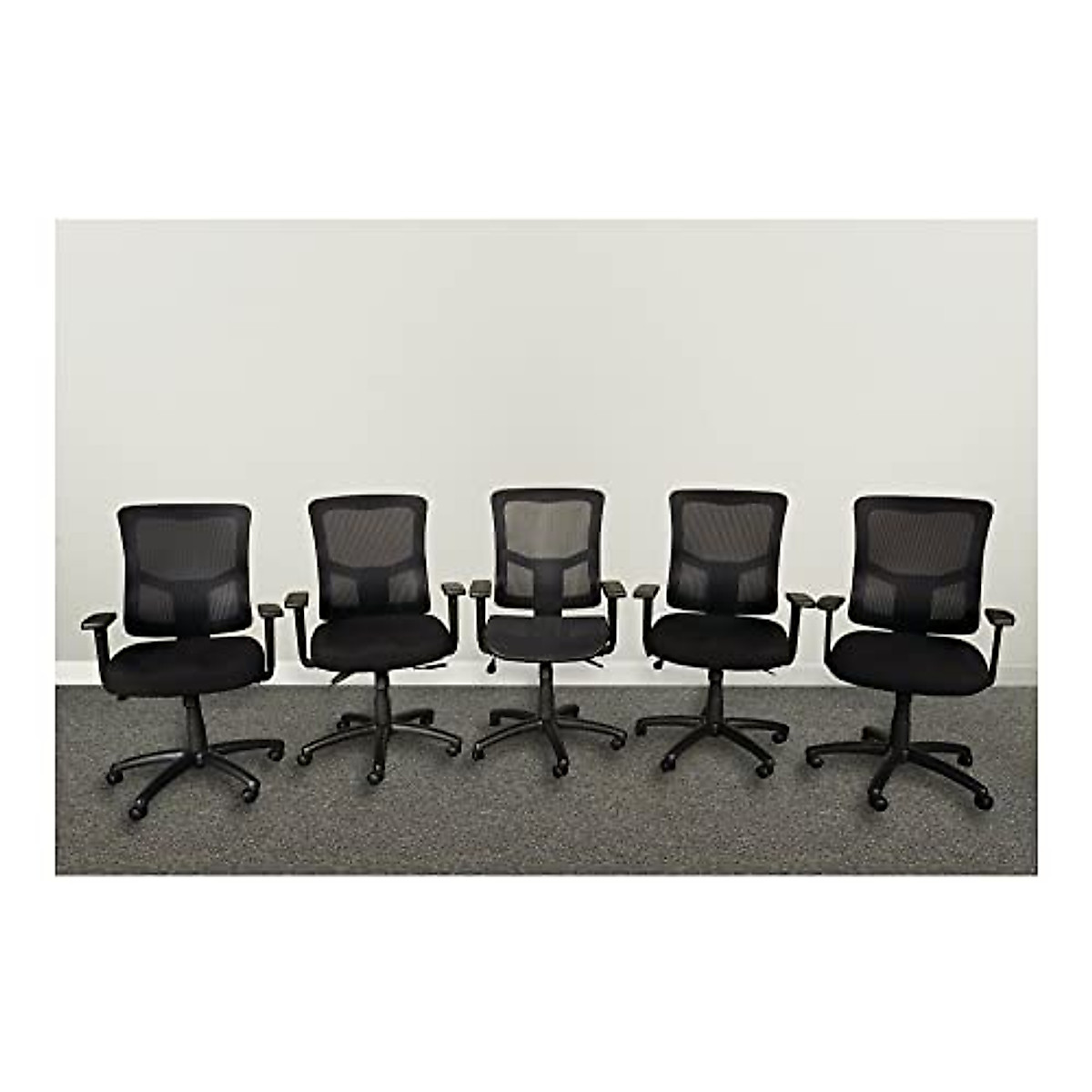 Alera Elusion II Series Mesh Mid-Back Synchro Seat Slide Chair, Supports Up to 275 lb, 17.51" to 21.06" Seat Height, Black