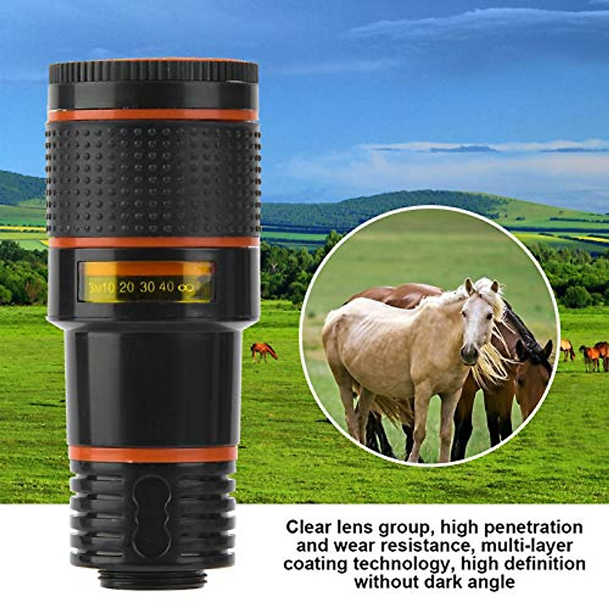 12X HD Phone Telephoto Lens, Multi Layer Coated Professional Telephoto Mobile Cell Phone Lens for Outdoor Travel Competition Concert, No Dark Angle