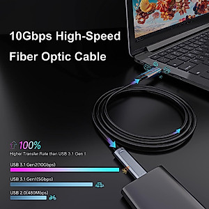 DWLCWY Fiber Optic USB C to USB C Cable(33ft),Slim High Speed 10Gbps USB 3.1 Active Optical Cable for VR, Webcam, Laptop etc