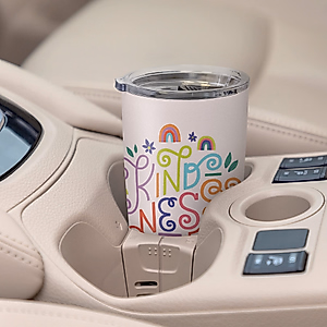 Studio Oh! Insulated Stainless-Steel Tumbler - Double-Walled 17-Ounce Travel Cup - Vacuum Seal Keeps Liquids Hot or Cold for Hours - Fits Standard Size Cup Holders - Kindness Matters