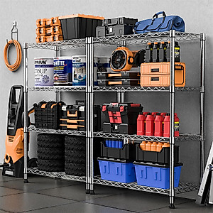 MZG Storage Shelving Steel Heavy Duty 4-Tier Utility Shelving Unit Steel Organizer Wire Rack for Home,Kitchen,Office,Chrome (13.7" D x 29.5" W x 47.2" H)