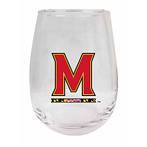 Maryland Terrapins 9 oz Stemless Wine Glass 2 Pack Officially Licensed Collegiate Product