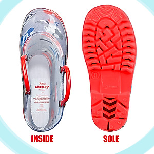 Disney Mickey Mouse Boys Grey PVC Rainboots - Easy-on Handles - Size 7 Toddler