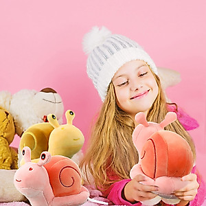 Civaner 2 Pcs Snail Stuffed Animal 7.87 Inch Snail Plush Toy Cartoon Snail Doll Plush Cute Soft Snail Pillow Doll for Valentine's Day Birthday Party Gift Kawaii Home Decor(Pink, Yellow)