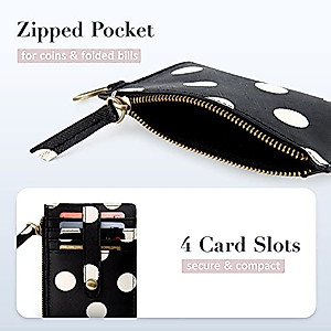 ECOSUSI Wristlet Keychain Key Ring Bracelets Card Holder Purse with Tassel, Polka Dot