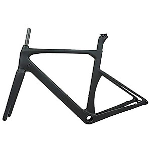 2019 Disc Brake Carbon Fiber Road Frame 14212MM UD Carbon Road Bike Frame Di2 Carbon Fiber Bicycle Frameset 50/53/56/59CM (Black Matte, 53cm)
