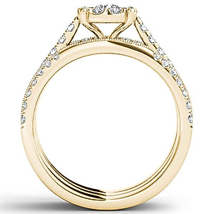 Diamond2Deal 14k Gold 1 cttw Natural Diamond Engagement Bridal Ring Wedding Band Ring Set I2-H-I