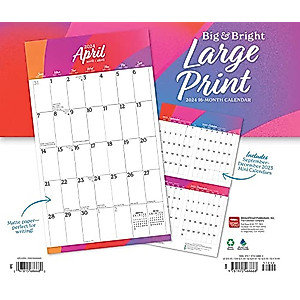 Big & Bright Large Print | 2024 14 x 24 Inch Monthly Deluxe Wall Calendar | Matte Paper | BrownTrout | Easy to See Large Font