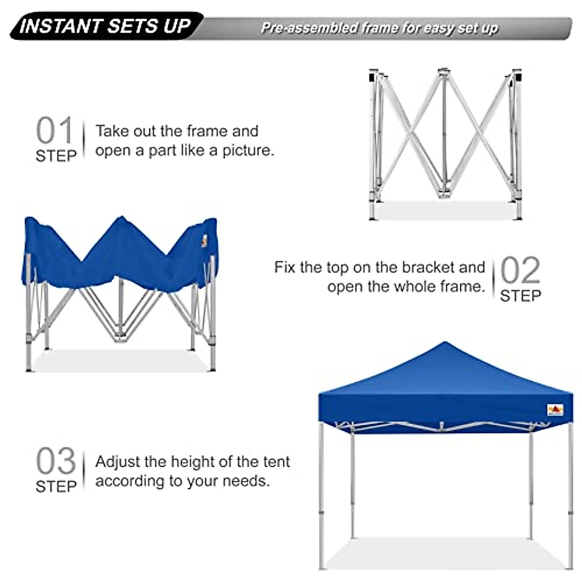 ABCCANOPY Large All Aluminum Canopy Commercial Instant Shade 10x10 Premium Series, Blue