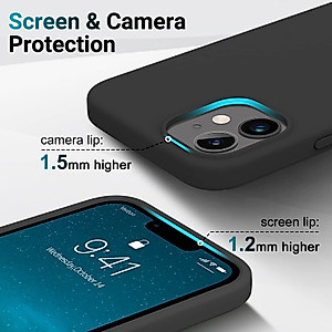 AOTESIER Shockproof Designed for iPhone 12 Mini Case, Food Grade Liquid Silicone Phone Case with [Soft Anti-Scratch Microfiber Lining] Drop Protection 5.4 inch Slim Thin Cover, Black