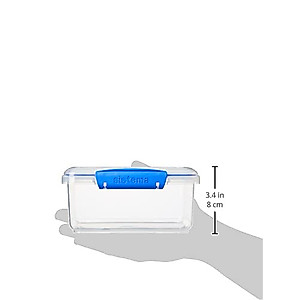 Sistema KLIP IT Rectangular Collection Food Storage Container, 33.8 oz./1.0 L, Clear/Blue, 3 Count