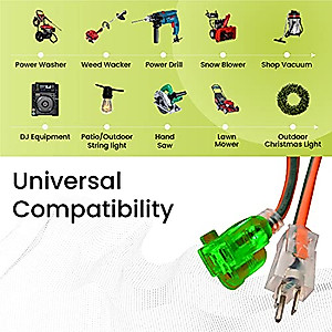 GoGreen Power GG-13725 16/3 25’ SJTW Outdoor Extension Cord, Lighted End, 25 Ft (2 Pack)