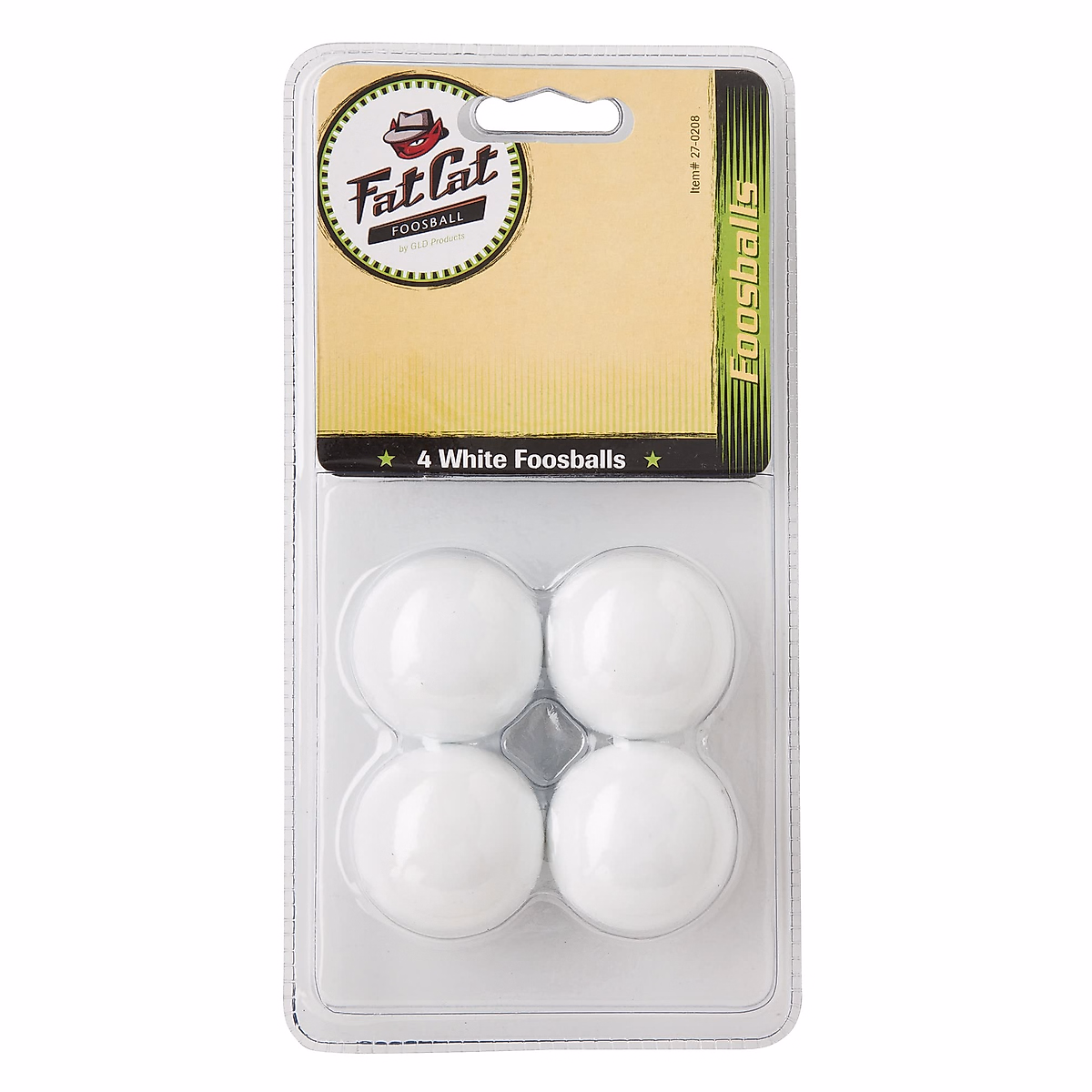 Fat Cat Foosball/Soccer Game Table Soccer Balls: 36 mm Regulation Size Foosballs, Solid White, 4 Pack