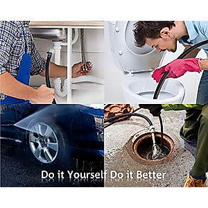 Sewer Jetter kit for Pressure Washer, 150 feet Hose, 1/4 Inch Drain Cleaning Hose,Button Nose & Rotating Sewer Jetting Nozzle,Sewer Jet kit for Pressure Washer,Jetter Hose, 4.5, 5.5, 4000 PSI (Black)