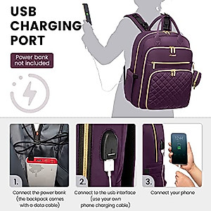 LOVEVOOK Diaper Bag Backpack, Quilted Baby Bag with Changing Pad & Pacifier Holder,Maternity Baby Changing Bags,Purple