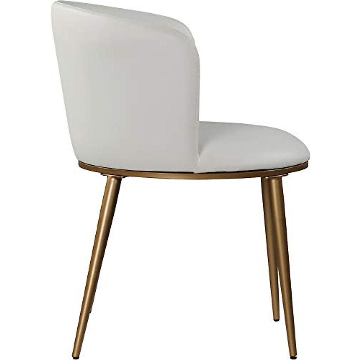 Meridian Furniture Skylar Collection Modern | Contemporary Upholstered Dining Chair with Rounded Back and Sturdy Iron Legs, Set of 2, 23.5" W x 23.5" D x 30" H, White Faux Leather, Gold
