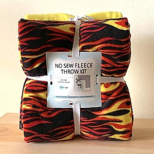 Flames Anti-Pill No-Sew Throw Fleece Fabric Kit (50x60)