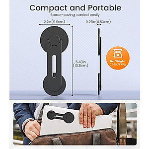MoKo Magnetic Phone Holder for Laptop, 90° Adjustable Desktop Monitor Laptop Phone Side Mount fits iPhone 14/13/12 Series, Slim Portable Foldable Computer Monitor Expansion Bracket for Mobile Phone