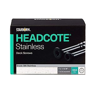 Headcote 7 x 1-5/8" - 39 White - Stainless Steel Trim Head Deck Screws - 350 pc. Deck Pack for 100 Sq. Ft. of Decking - STX39T07162