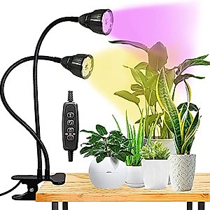 Juhefa Grow Light for Indoor Plants Growing, Gooseneck Clip-on Plant Lamp for Seedlings Succulents Seed Starting,3 Modes & 10-Level Brightness with Timer 3 9 12 Hrs