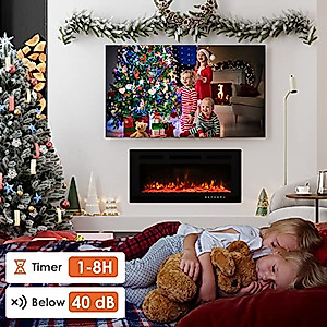 36" Electric Fireplace Inserts Wall Mounted Fireplace with [3D Flame] [Wall Mounted] [Remote Control] for The Living Room Bedroom Indoor, Black