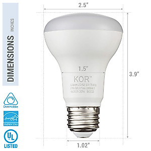 KOR (6 Pack) 7W LED R20 Reflector Light Bulb (50W Equivalent), Dimmable, 550 Lumens, UL & Energy Star, Standard E26 Base, BR20 LED Flood Light Bulbs for Recessed Can Use (2700K (Warm White))
