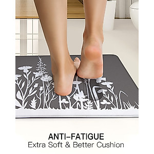 Kitchen Rugs and Mats Cushioned Anti Fatigue, Uamector 2 PCS Non Skid Kitchen Runner Rugs, Waterproof Memory Foam Kitchen Floor Mat, Standing Desk Mat for House, Sink, Office, Kitchen (Gray)