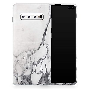 DesignSkinz White & Grey Marble Surface V3 Protective Vinyl Decal Wrap Skin Cover Compatible with The Samsung Galaxy S20 (Screen Trim & Back Glass Skin)