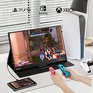 ZEUSLAP Portable Monitor 15.6 Inch 1080P 120Hz FHD Travel Metal Second External USB-C Computer Gaming Monitor with Case & Speakers for Laptop, Phone, SWTICH, PS4/PS5, etc.
