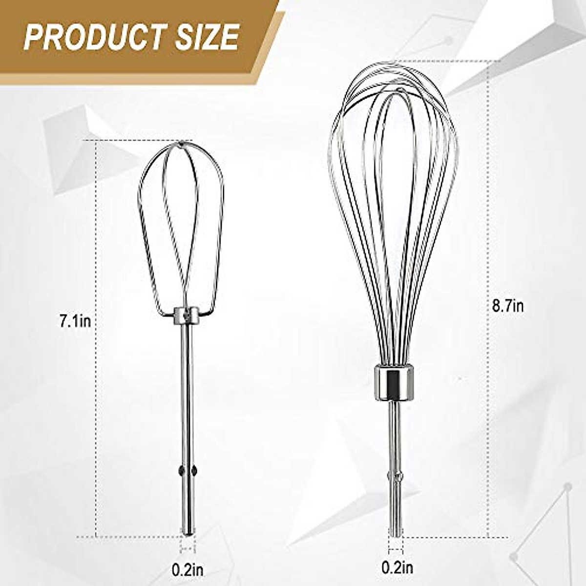 Cenipar W10490648&KHMPW- KHM2B W10490648 Hand Mixer Turbo Beaters(2 Pack) & KHMPW Stainless Steel Pro Whisk(2 Pack) Fit for KHM512BM KHMPW KHM2B