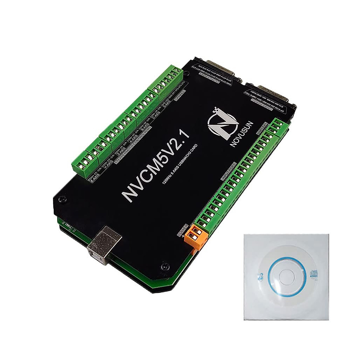 Davitu Motor Driver - CNC USB card kit NVCMV2.1 4-axis USB card 300KHz Controller 3 4 5 6-axis motion control card breakout board, 75W 24V DC - (Voltage: 3 AXIS)