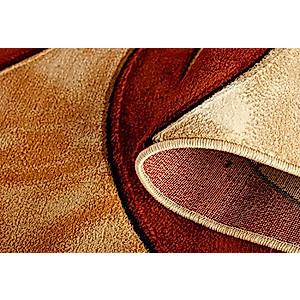 GLORY RUGS Area Rug Modern 8x10 Dark red Circles Geometry Soft Hand Carved Contemporary Floor Carpet Fluffy Texture for Indoor Living Dining Room and Bedroom Area