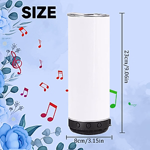 HIZEE 6pack 20oz cups Bluetooth Sublimation Tumbler with Straw and Lid, Double-Wall Stainless Steel Vacuum Insulation Sublimation Tumbler Blank, RemovableRechargeable Bluetooth Wireless Speaker black