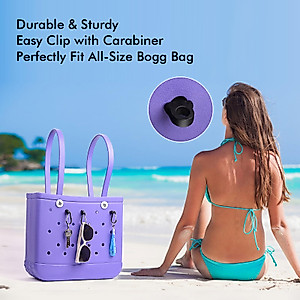 Funnacle Key Holder for Bogg Bag Accessories for Bogg Bags Carabiner Charm Keychain Compatible with Bogg Bag Simply Southern Rubber Beach Tote Bag （4 PCS Black）
