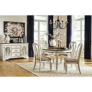 Signature Design by Ashley Realyn French Country Oval Dining Room Extension Table, Chipped White
