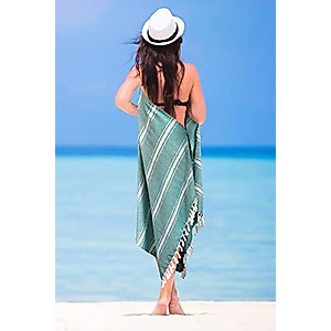 Belizzi Home Peshtemal Turkish Towel 100% Cotton Chevron Beach Towels Oversized 36x71 Set of 6, Beach Towels for Adults, Soft Durable Absorbent Extra Large Bath Sheet Hammam Towel - Teal
