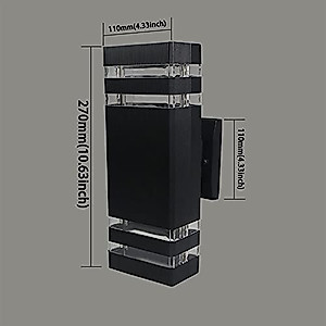 2 Pack Outdoor Wall Lamp Aluminum Up/Down Outside Wall Light E26 Exterior Wall Sconce IP65 Waterproof Black Garden Lights with Light Sensitive Senso for Patio Terrace Garden Pathway Porch Post