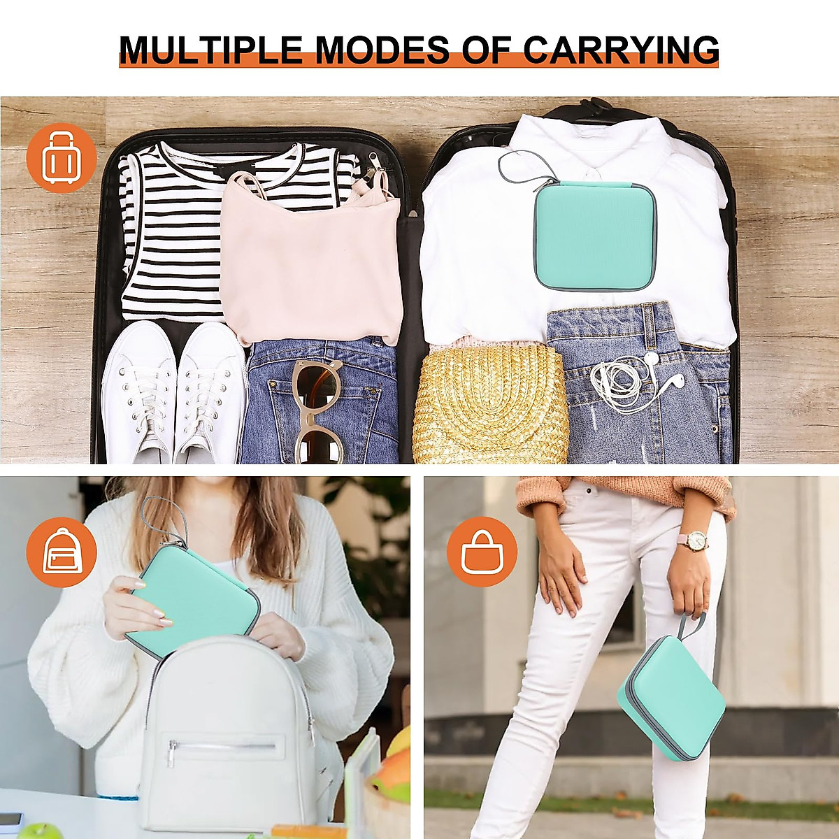 HUIJUTCHEN Mini Printer Carrying Case Compatible with Phomemo M02/ T02/ M02S/M02 pro/Q30S/M02X Mini Photo Printer, Mini Thermal Printer Hard Travel Case with Zipper Mesh