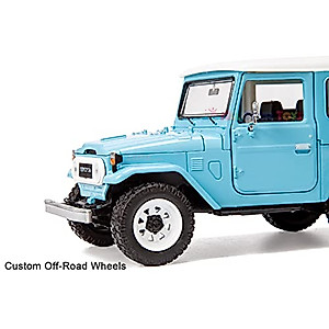 All Star Toys Toyota Land Cruiser FJ40 Sky Blue with Custom Off-Road Wheels 1/24 Diecast Model by Motormax 79323 Exclusive FJ Cruiser J40