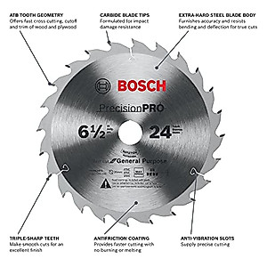 BOSCH PRO624TS 6-1/2 In. 24-Tooth Precision Pro Series Track Saw Blade