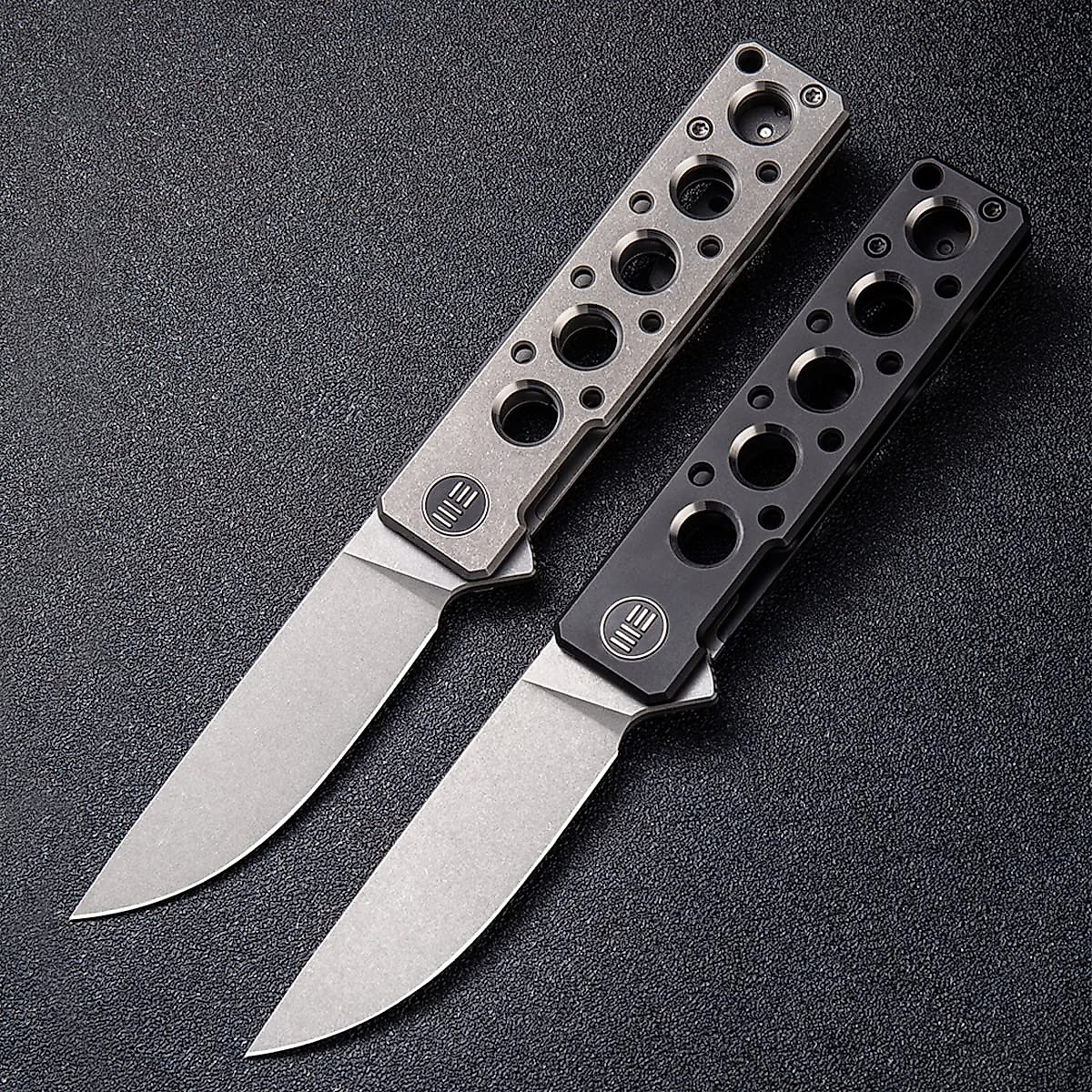 WeKnife Folding Knife Miscreant 3.0, CPM 20CV Blade Titanium Handle with Satin Finished Holes, Pocket EDC Outdoor Knives for Men Dad Husband Boyfriend(Black)