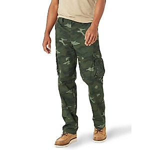Lee Men's Wyoming Relaxed Fit Cargo Pant, Green Camo, 40W x 32L