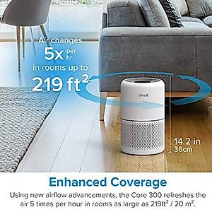 LEVOIT Air Purifier for Home Large Room with H13 True HEPA Filter & Air Purifier for Home Allergies Pets Hair Smokers in Bedroom, H13 True HEPA Air Purifiers Filter, for Large Room, Core 300, White