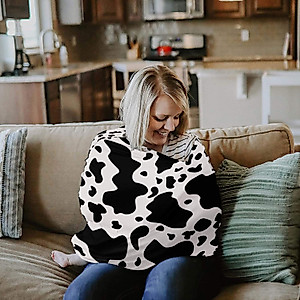 Animal Theme Baby Car Seat Covers, Nursing Cover Breastfeeding Scarf/Shawl, Infant Carseat Canopy, Stretchy Soft Breathable Multi-use Cover Ups, Black and White Cows Brindle