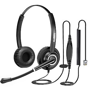 Beebang Phone Headset with Microphone Noise Canceling for Office Call Center Landline, RJ9 Telephone Headset for Avaya IP Phone J139, J169, J179, 1608, 1616, 9610, 9620C, 9630, 9640, 9650, 9670