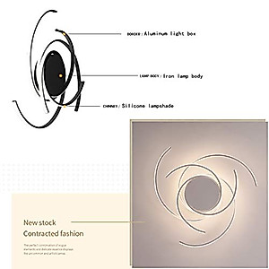 LED Bedroom Light Modern Chic Design Flush Mount Ceiling Lamp Dimmable Acrylic Panel Unique Minimalist Livingroom Pendant Light with Remote Control Dining Room Kitchen Island Office Hanging (White)