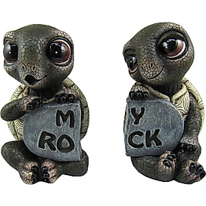 DWK - Rock Solid Love - Adorable Romantic Turtle Couple Two-Piece Figurine Best Friends Lovers Collectible Valentine's Day Gifts Office Desk Statue Home Decor Patio Garden Accent, 5.5-inch